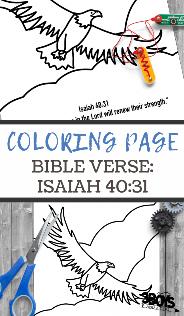 Isaiah 40:31 Bible Verse Coloring Page - 3 Boys and a Dog