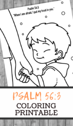 Psalm 56:3 Bible Verse Coloring Page - 3 Boys and a Dog