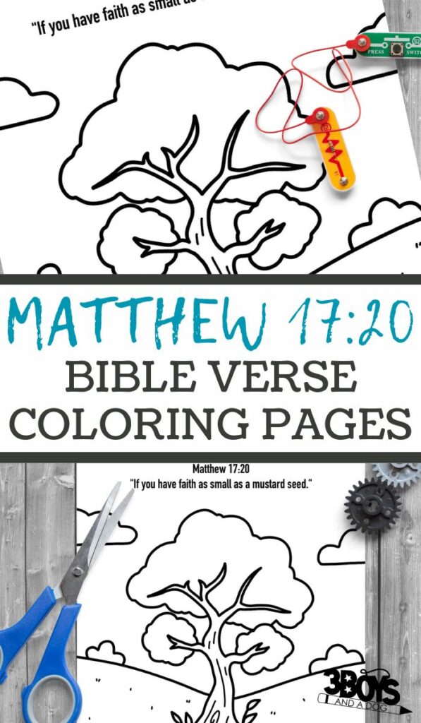 Matthew 17:20 Bible Verse Coloring Page - 3 Boys and a Dog