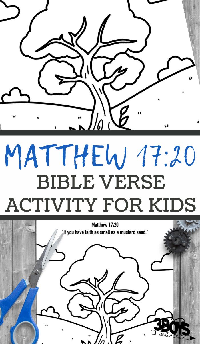 Matthew 17:20 Bible Verse Coloring Page - 3 Boys and a Dog
