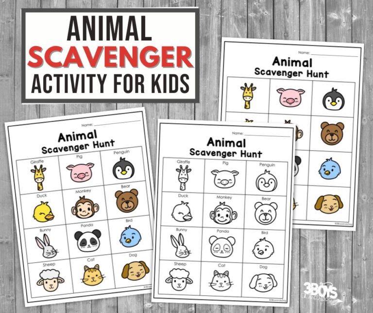 Animal Scavenger Hunt Printable - 3 Boys and a Dog