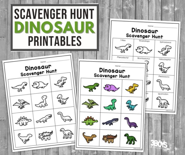 Dinosaur Scavenger Hunt Printable - 3 Boys and a Dog