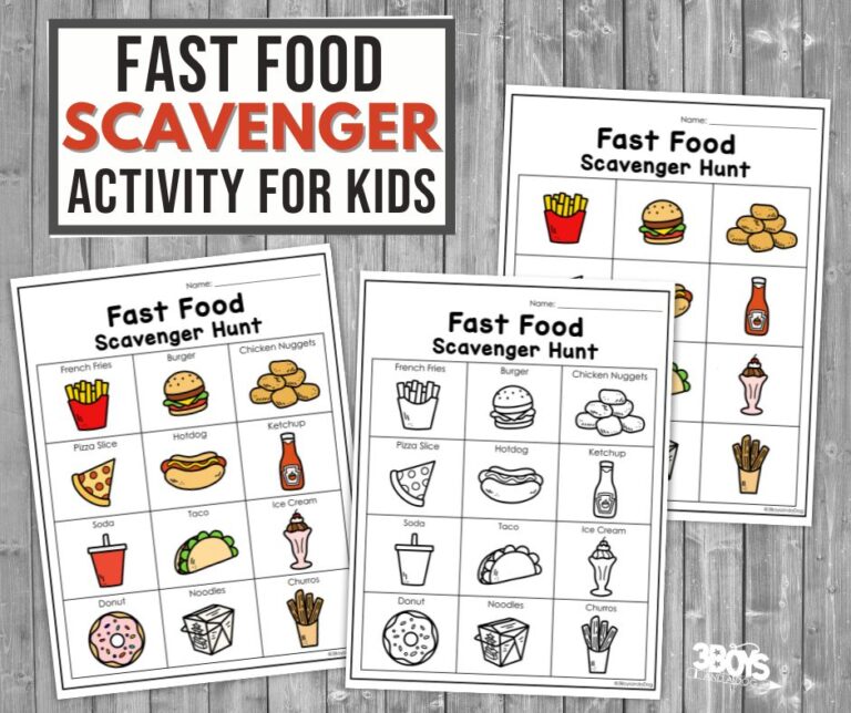 Fast Food Scavenger Hunt Printable - 3 Boys and a Dog
