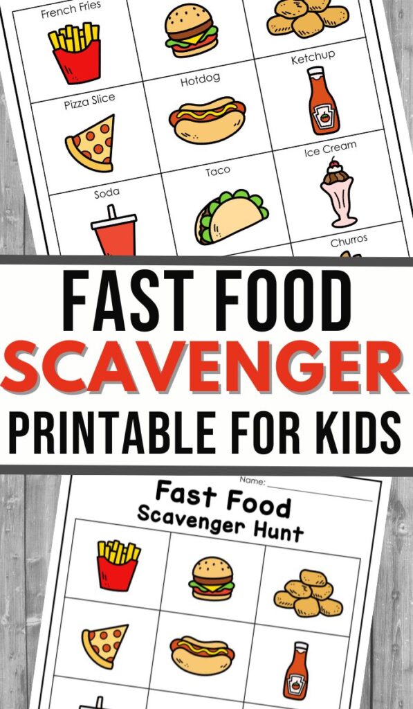 Fast Food Scavenger Hunt Printable - 3 Boys and a Dog