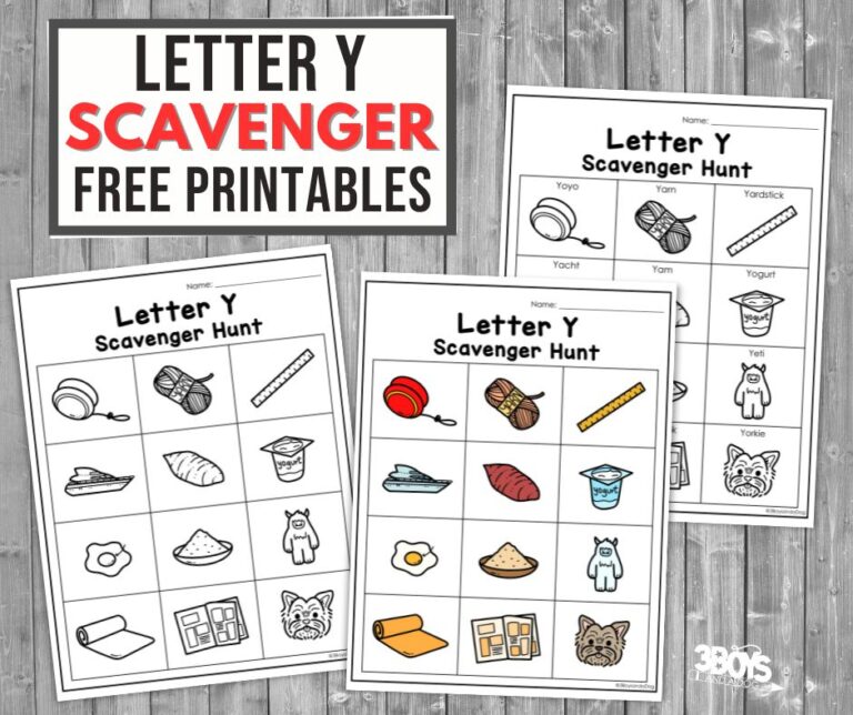 Letter Y Scavenger Hunt Printable - 3 Boys and a Dog