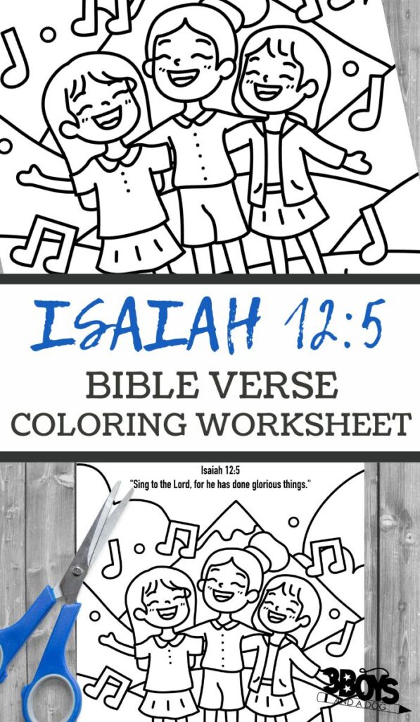 Isaiah 12:5 Bible Verse Coloring Page - 3 Boys and a Dog