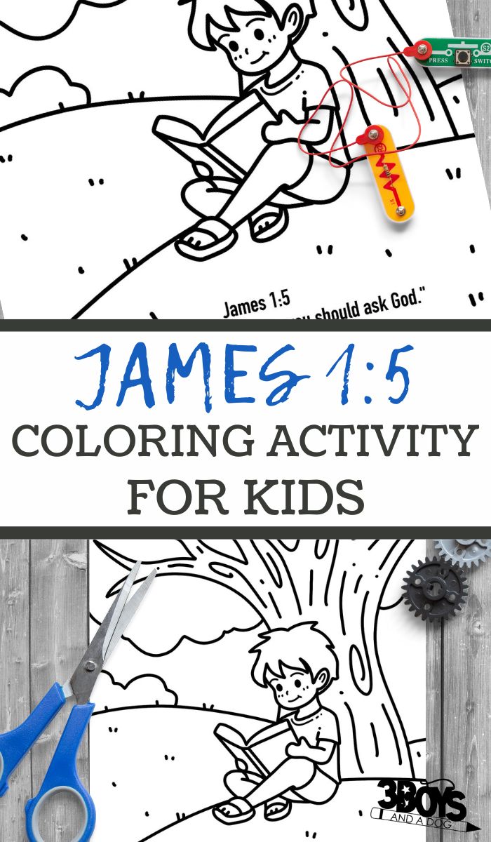 James 1:5 Bible Verse Coloring Page - 3 Boys and a Dog