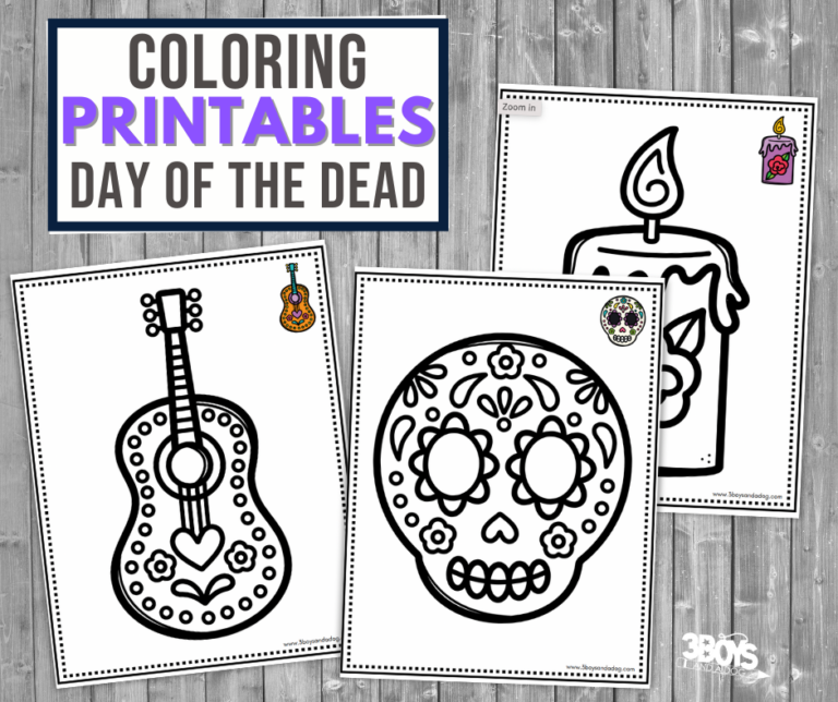 Day of the Dead Coloring Activities for Preschool - 3 Boys and a Dog