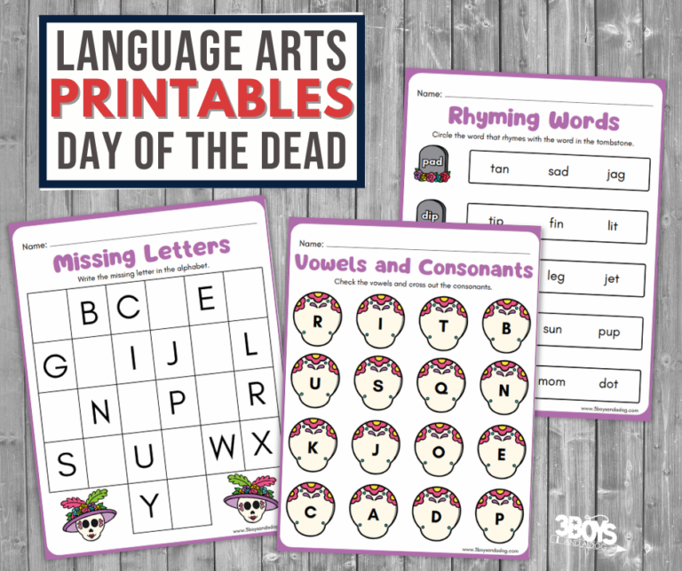 Day of the Dead Language Arts Activities for Preschool - 3 Boys and a Dog